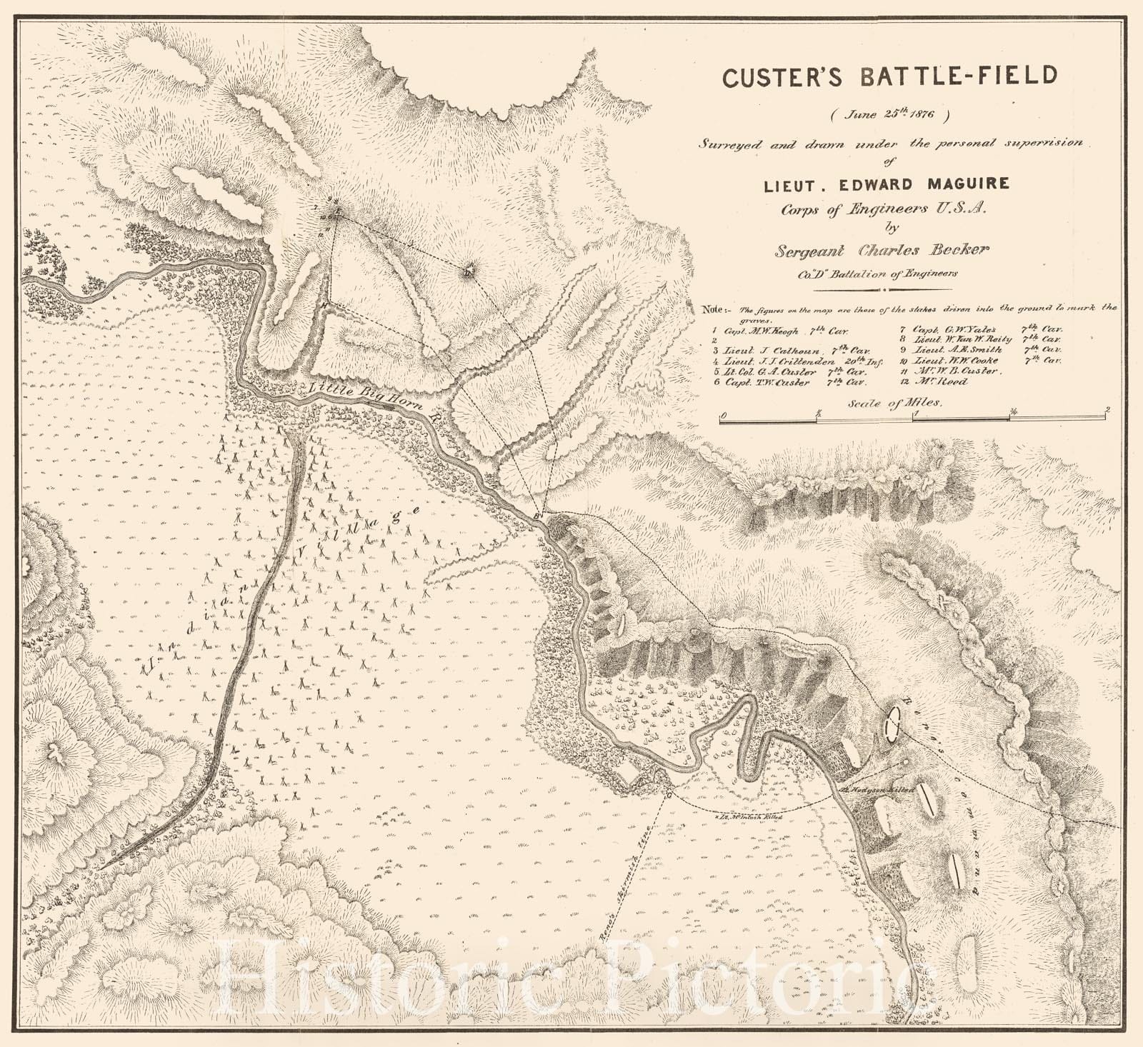 Historic Map - Custer's Battle-Field (June 25th, 1876) Surveyed and, 1 ...