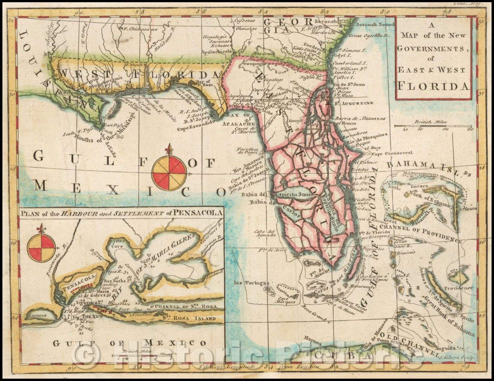 Historic Map - New Governments of East & West Florida, 1763, Gentleman ...