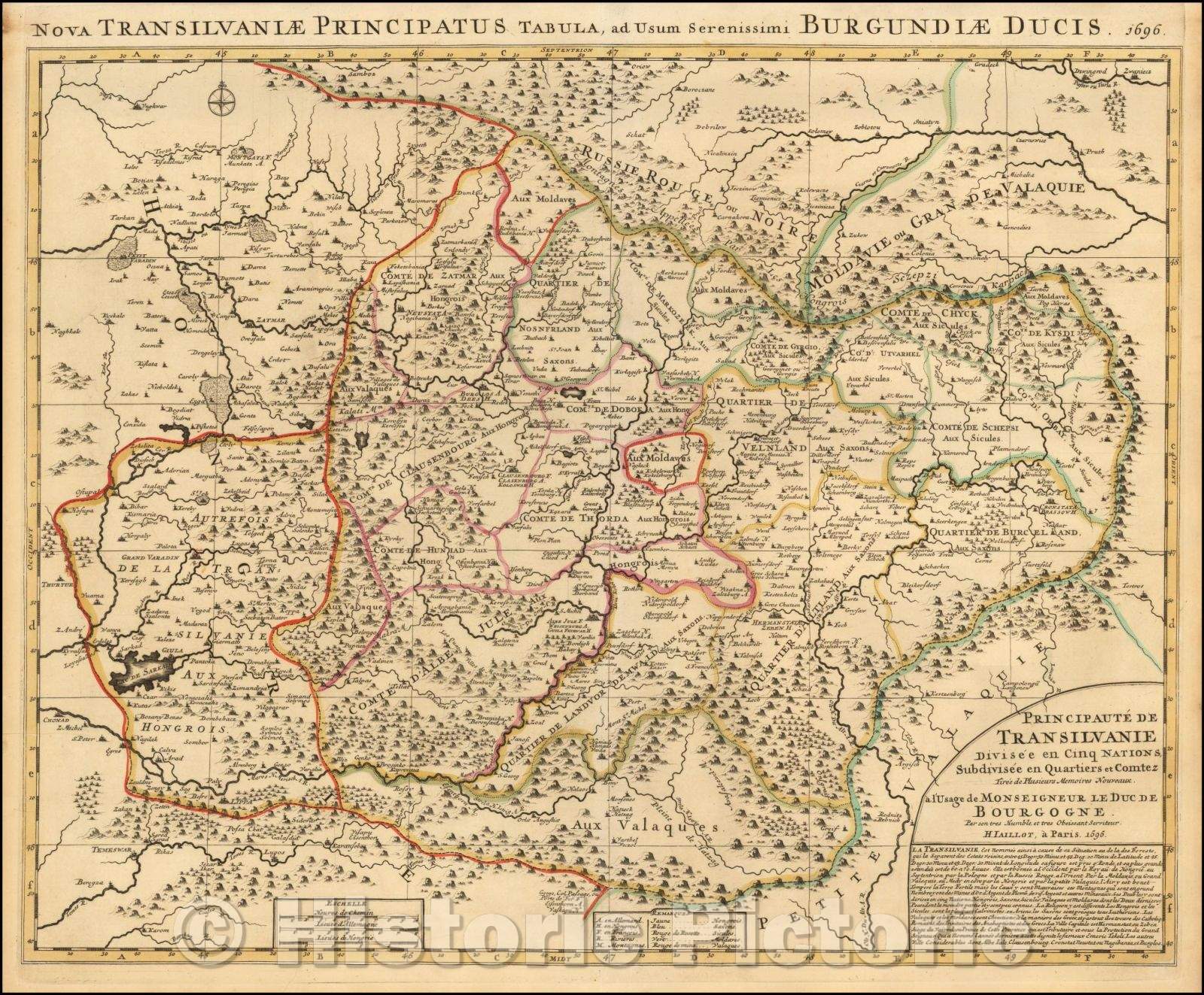 Historic Map - Principaute de Transilvanie Divisee en Cinq Nations, Su ...