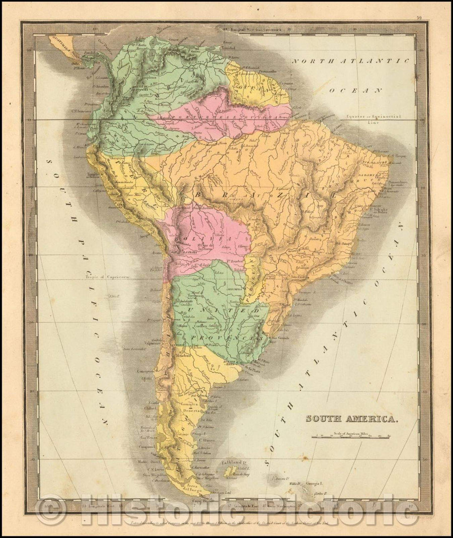 Historic Map - South America, 1836, David Hugh Burr - Vintage Wall Art ...