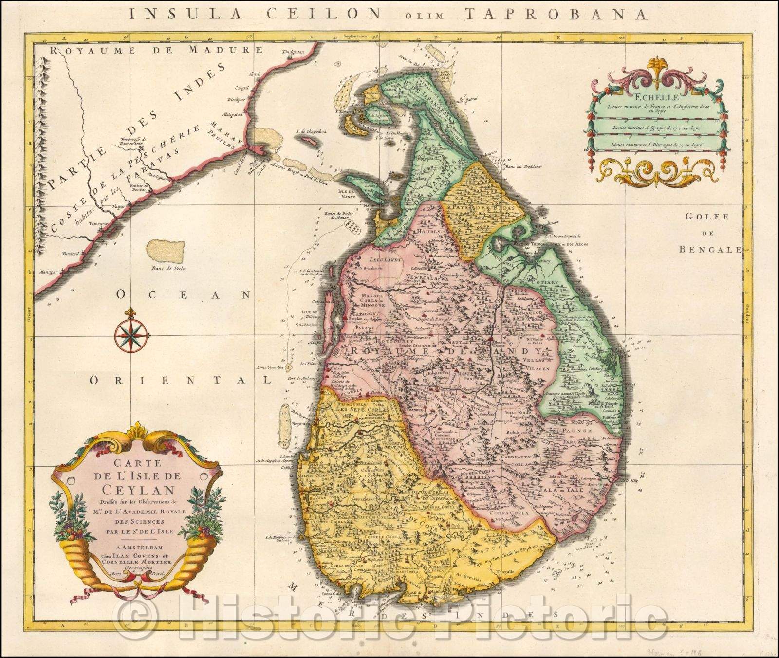 Historic Map - Carte De L'Isle de Ceylan Dressee sur les Observations ...