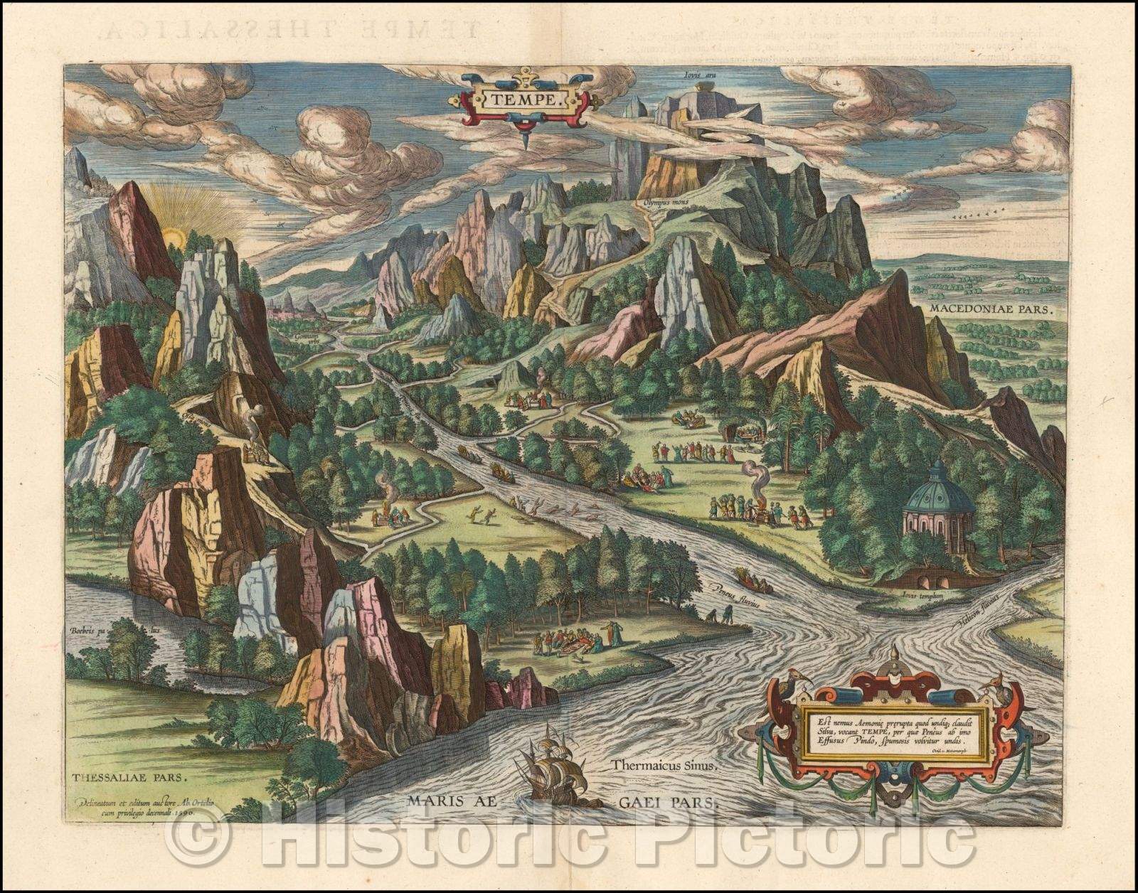 Historic Map - Tempe, 1624, Abraham Ortelius - Vintage Wall Art ...