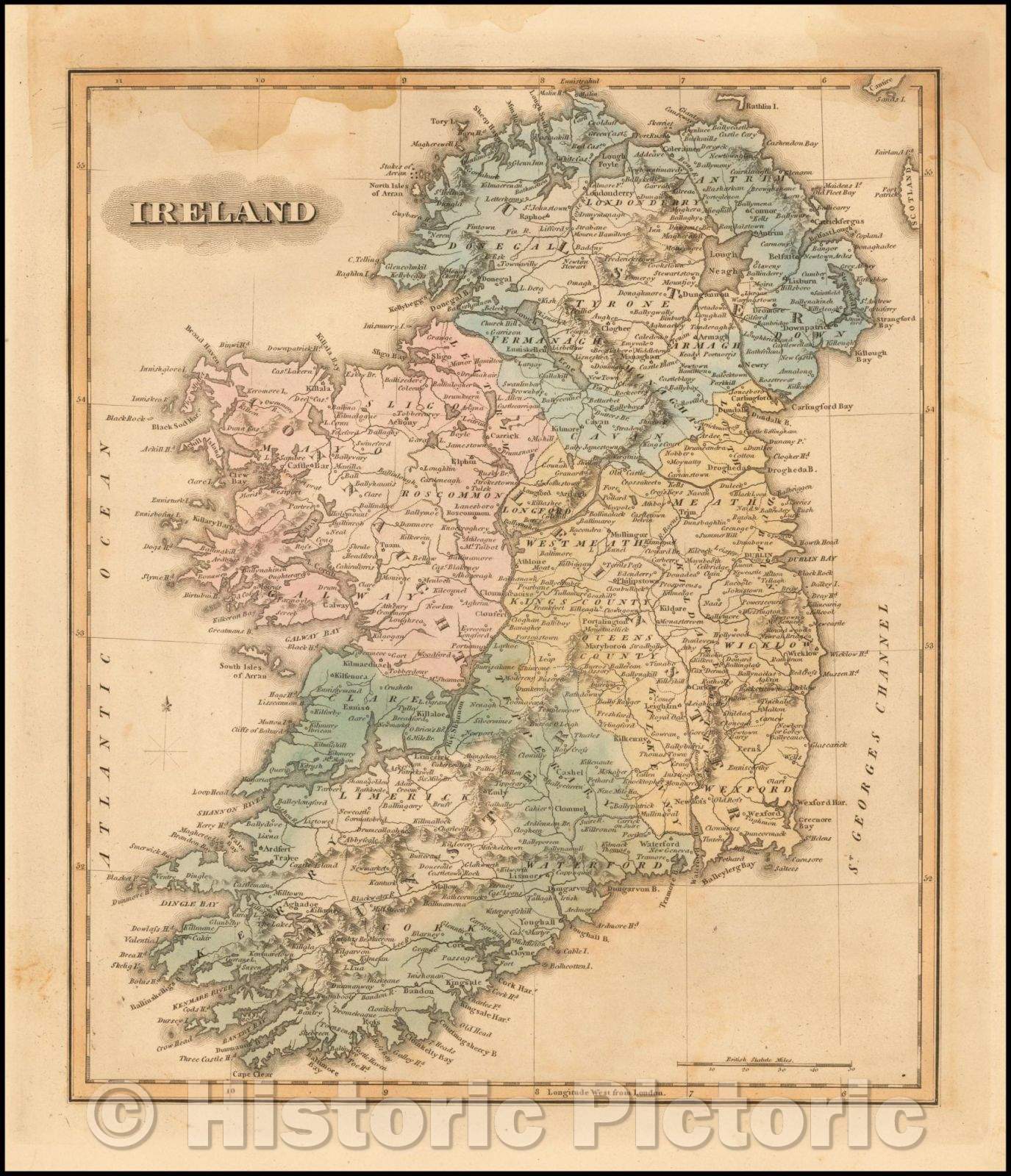 Historic Map - Ireland, 1822, Fielding Lucas Jr. v2 – Historic Pictoric