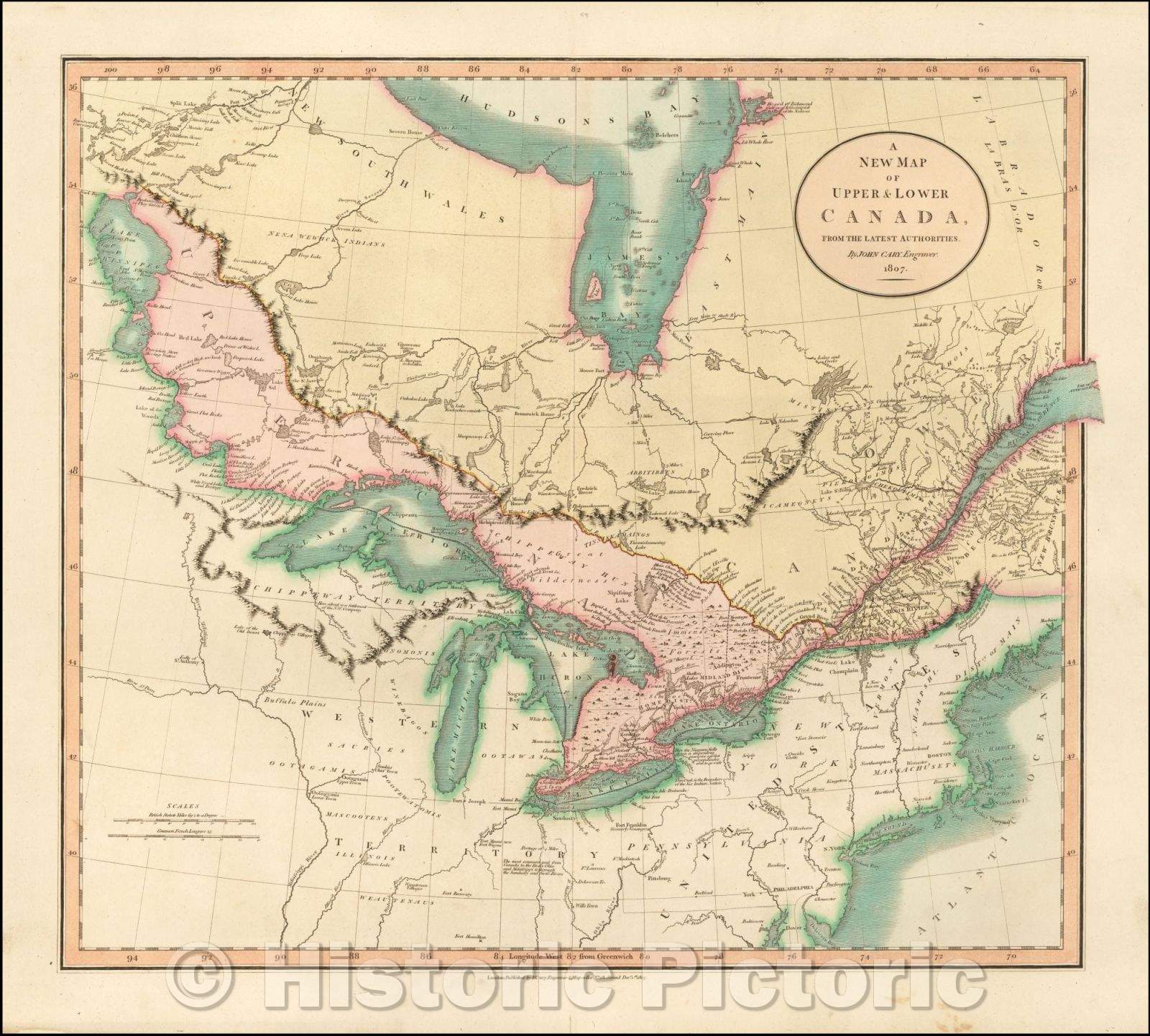 Historic Map - A New Map of Upper & Lower Canada, From the Latest Auth ...