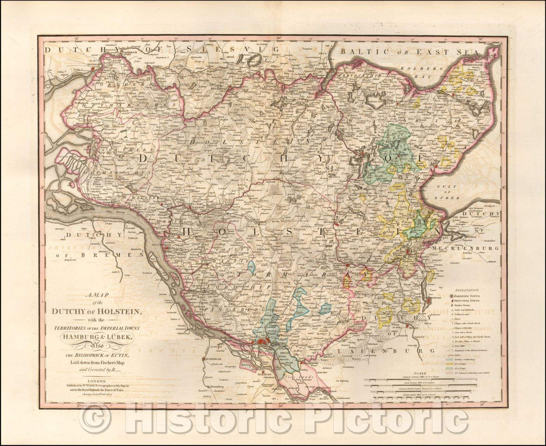 Historic Map - Dutchy of Holstein with the Territories of the Imperial ...