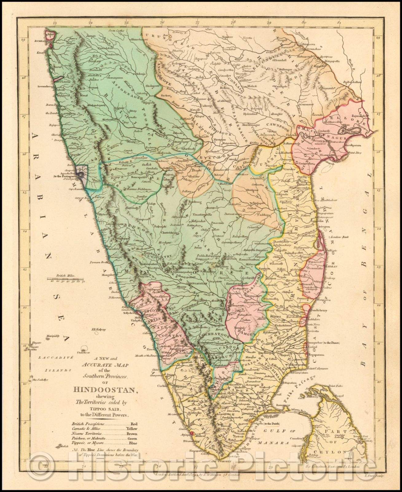 Historic Map - A New and Accurate Map of the Southern Provinces of Hin ...