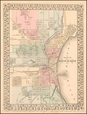 Historic Map - Plan of Milwaukee, 1879, Samuel Augustus Mitchell Jr ...