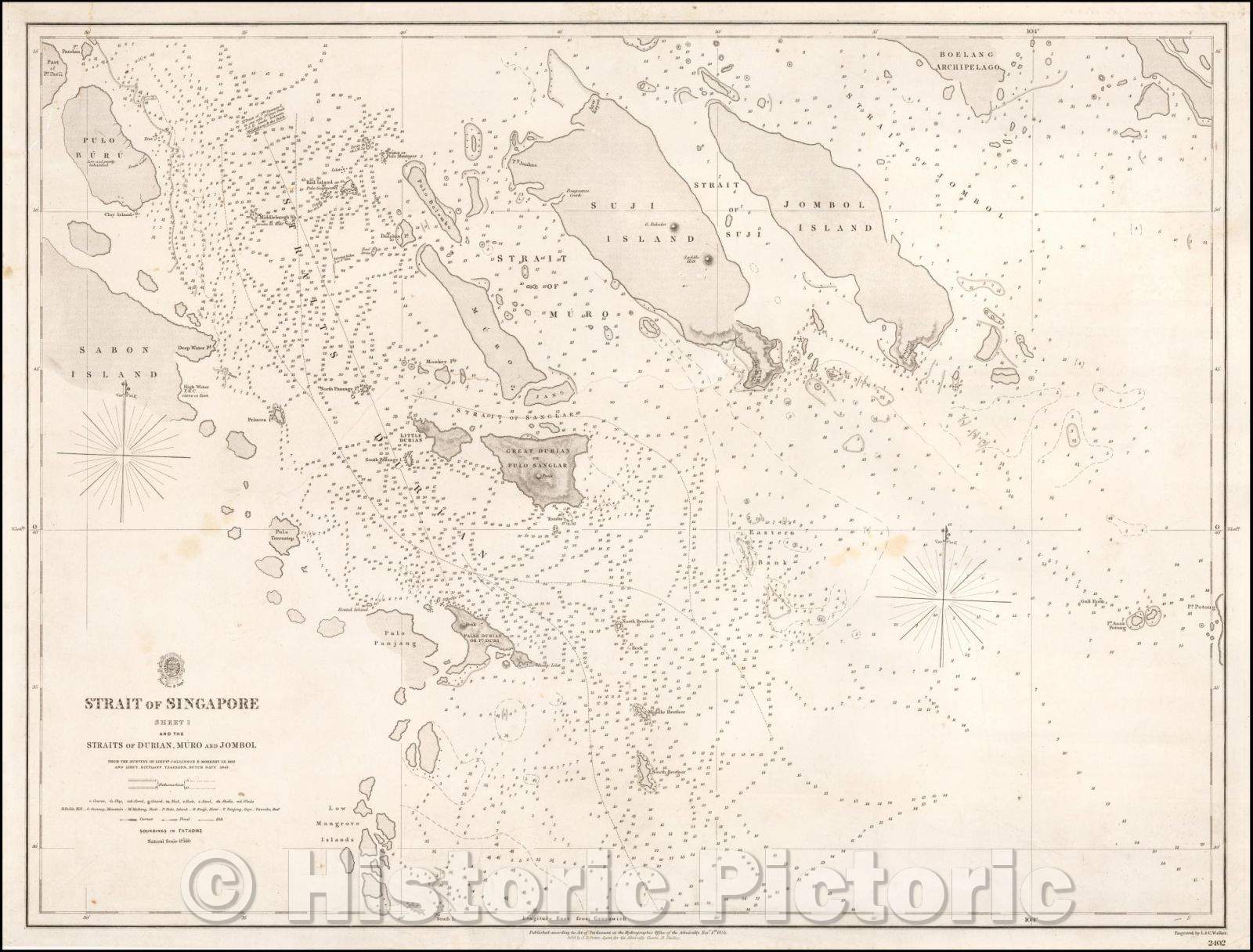 Historic Map - Strait of Singapore Sheet 1 and the Straits of Durian ...
