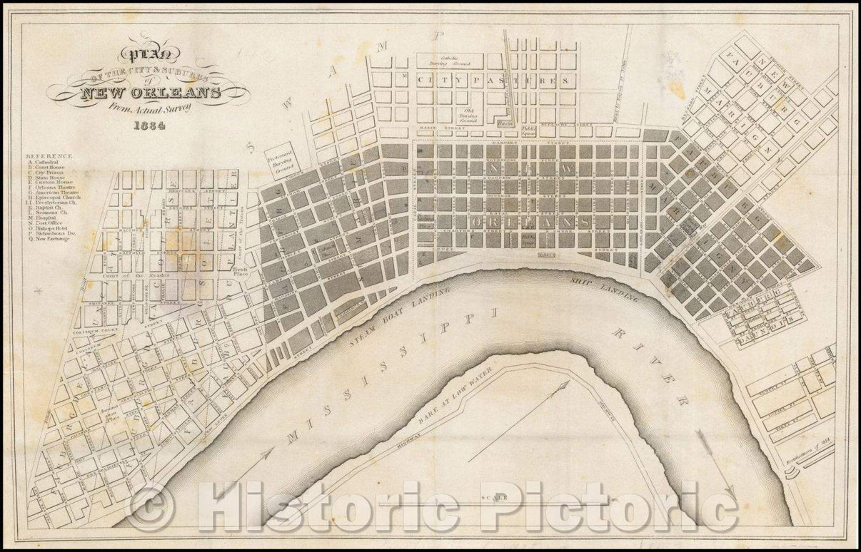 Historic Map - Plan of the City & Suburbs of New Orleans From Actual S ...