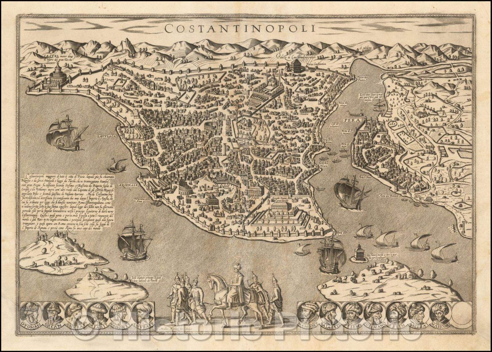 Historic Map - Costantinopoli, 1600, Matteo Florimi - Vintage Wall Art ...
