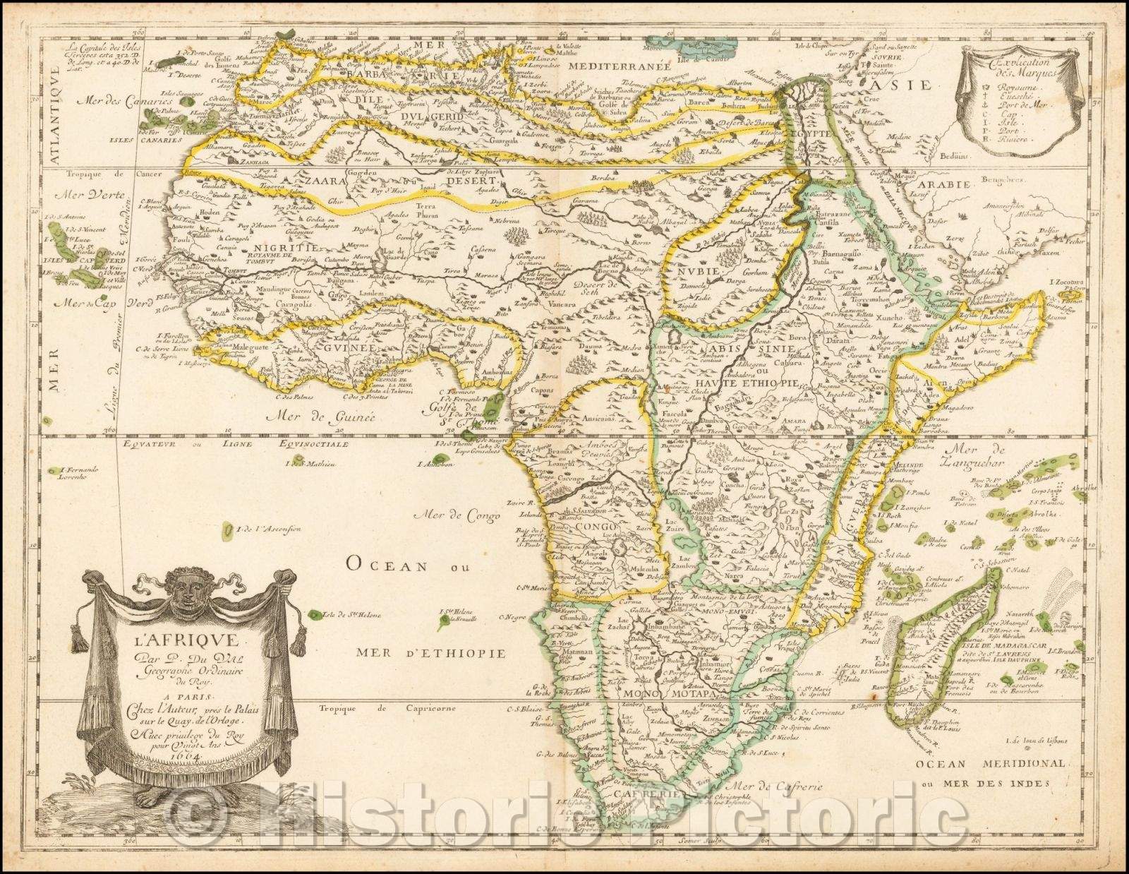 Historic Map - Africa, 1664, Pierre Du Val - Vintage Wall Art ...