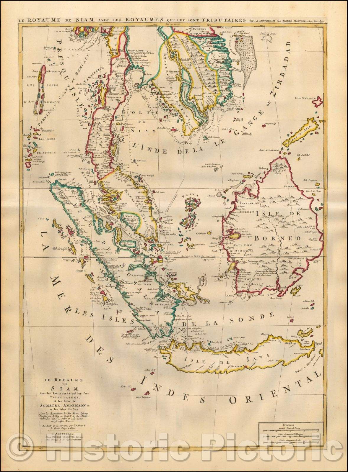 Historic Map - Le Royaume de Siam Avec les Royaumes qui luy sont Tribu ...