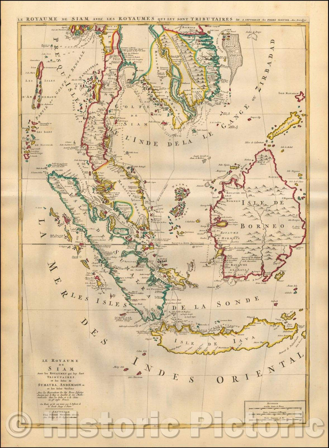 Historic Map - Le Royaume de Siam Avec les Royaumes qui luy sont Tribu ...