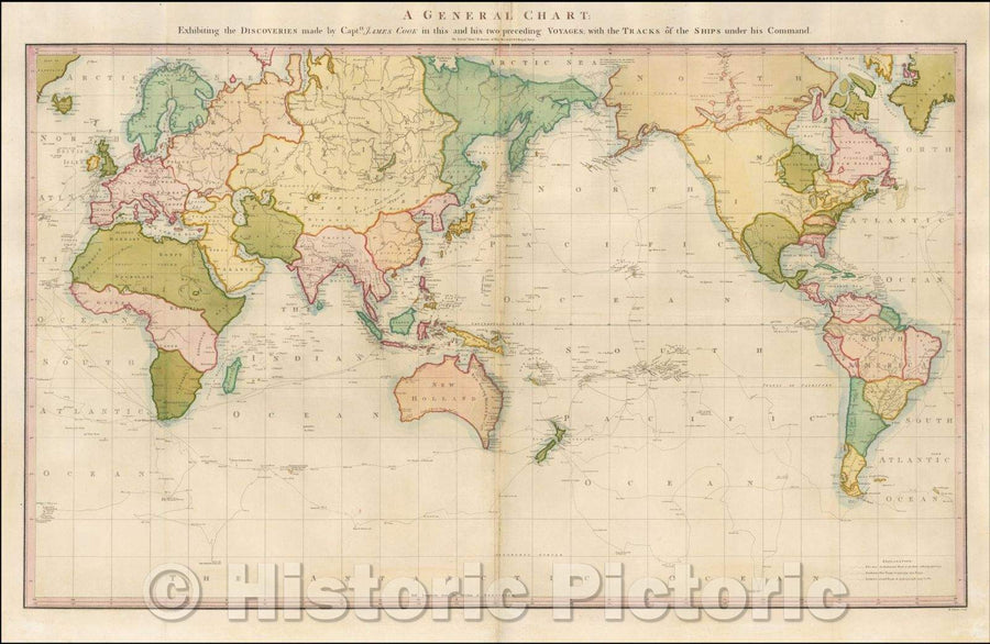 Historic Map - A General Chart Exhibiting the Discoveries made, 1782 ...