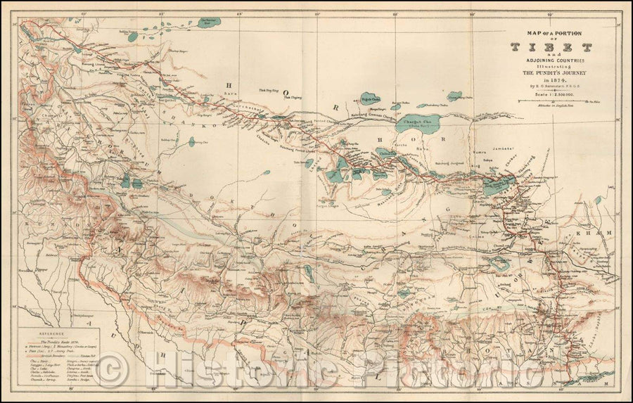 Historic Map - Map of a Portion of Tibet and Adjoining Countries Illus ...