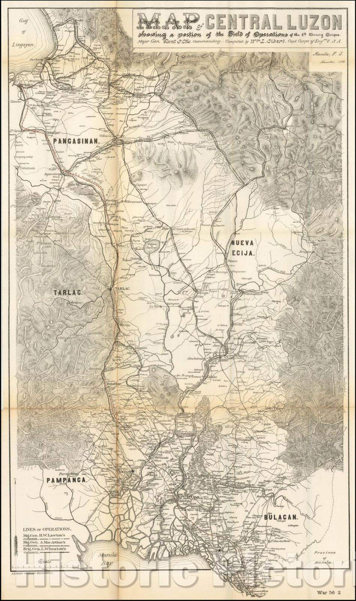 Historic Map - Map of Central Luzon showing a portion of the Field of ...