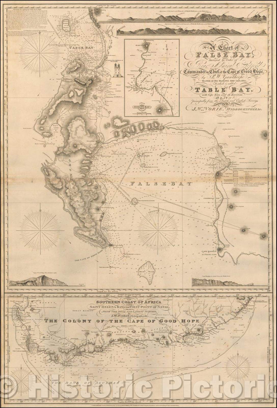 Historic Map - A Chart of False Bay Surveyed, 1832, John William Norie ...