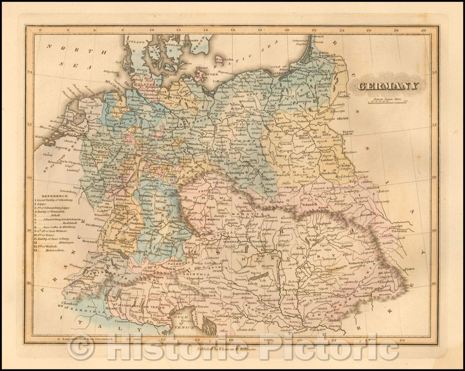 Historic Map - Germany, 1823, Fielding Lucas Jr. v2 – Historic Pictoric
