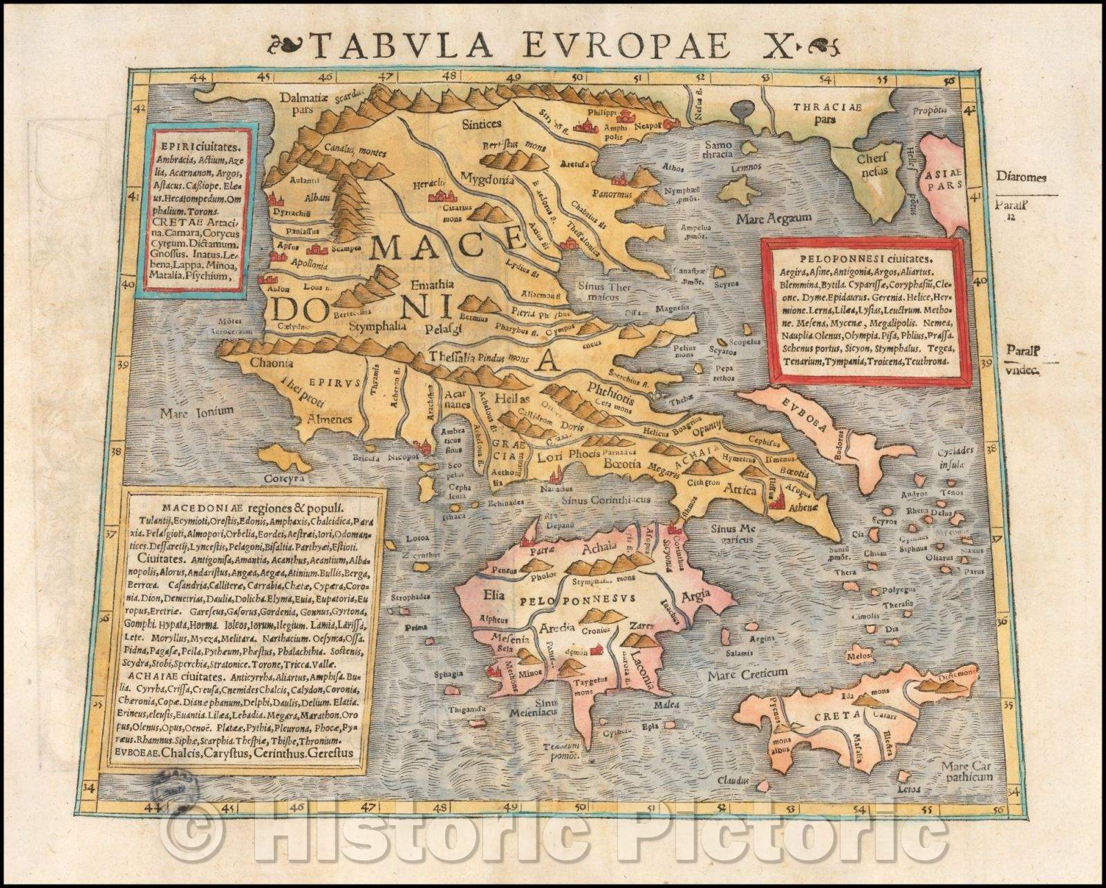Historic Map - Tabula Europae X Greece & Turkey, 1545, Sebastian M?nst ...