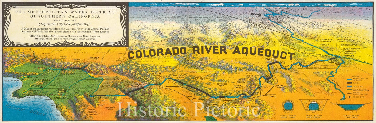 Historic Map - Colorado River Aqueduct - California Pacific Expo Water ...