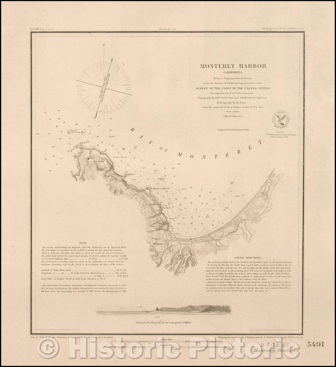 Historic Map - Monterey Harbor California, 1880, U.S. Coast & Geodetic ...