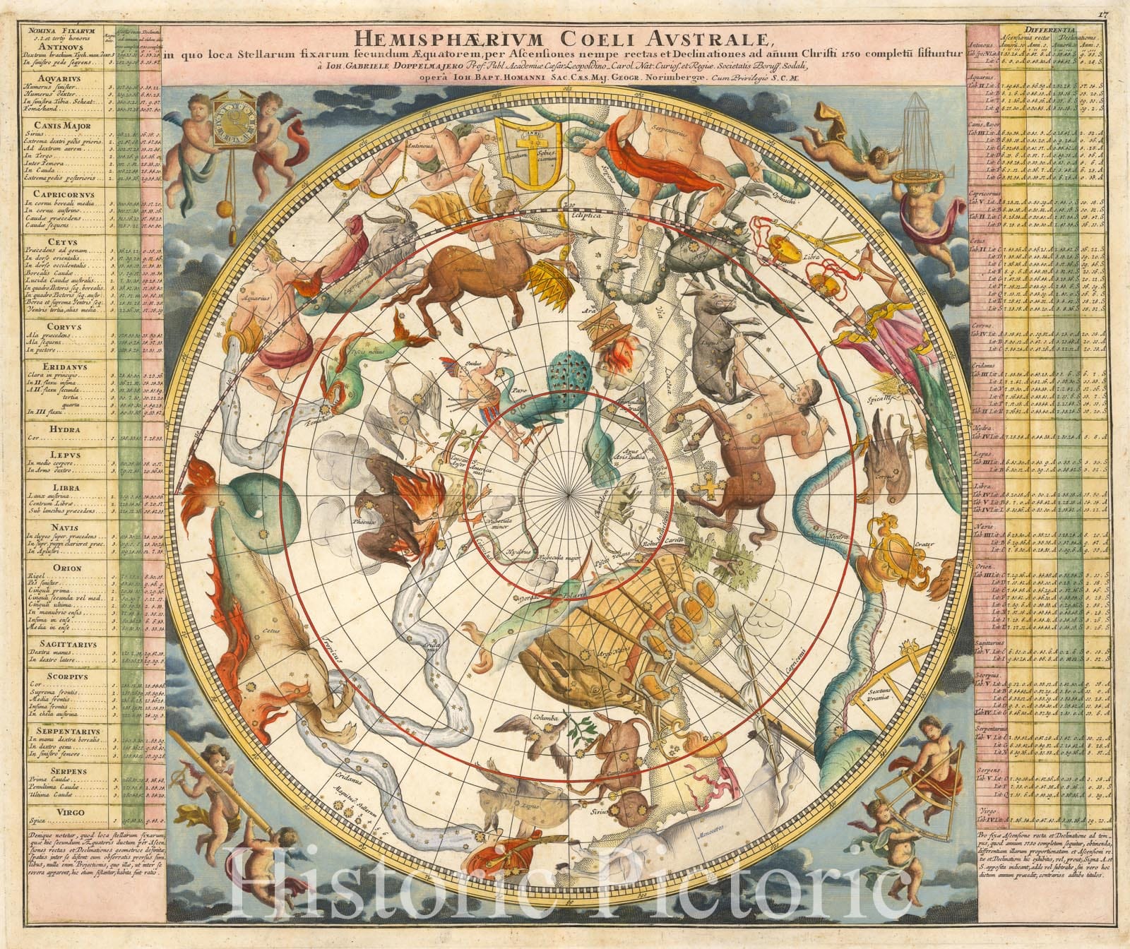 Historic Map - Hemisphaerium Coeli Australe in quo loca Stellarum fixa ...
