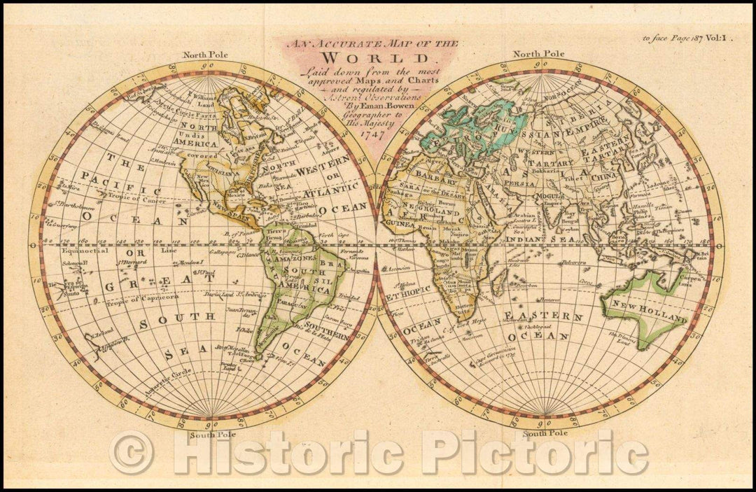 Historic Map - An Accurate Map of the World. Laid down from the most a ...