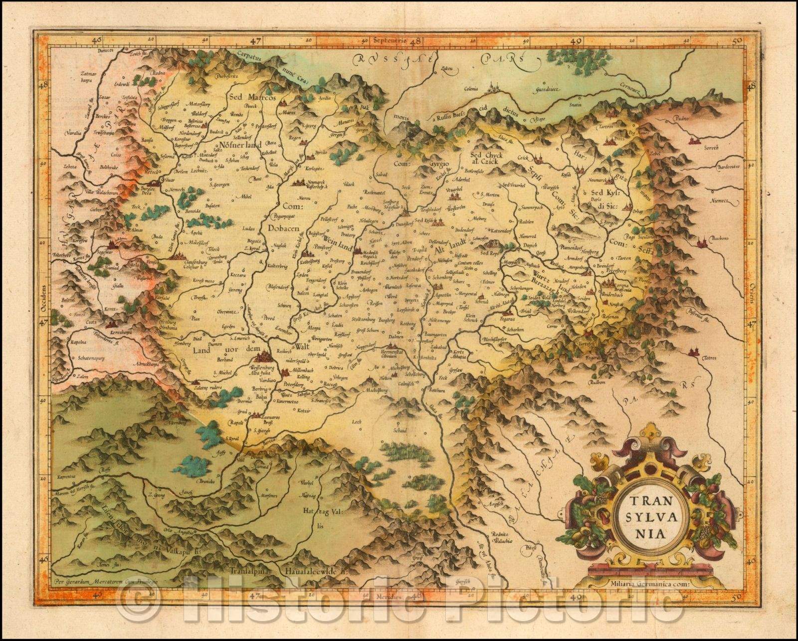 Historic Map - Transylvania, 1610, Mercator - Vintage Wall Art ...