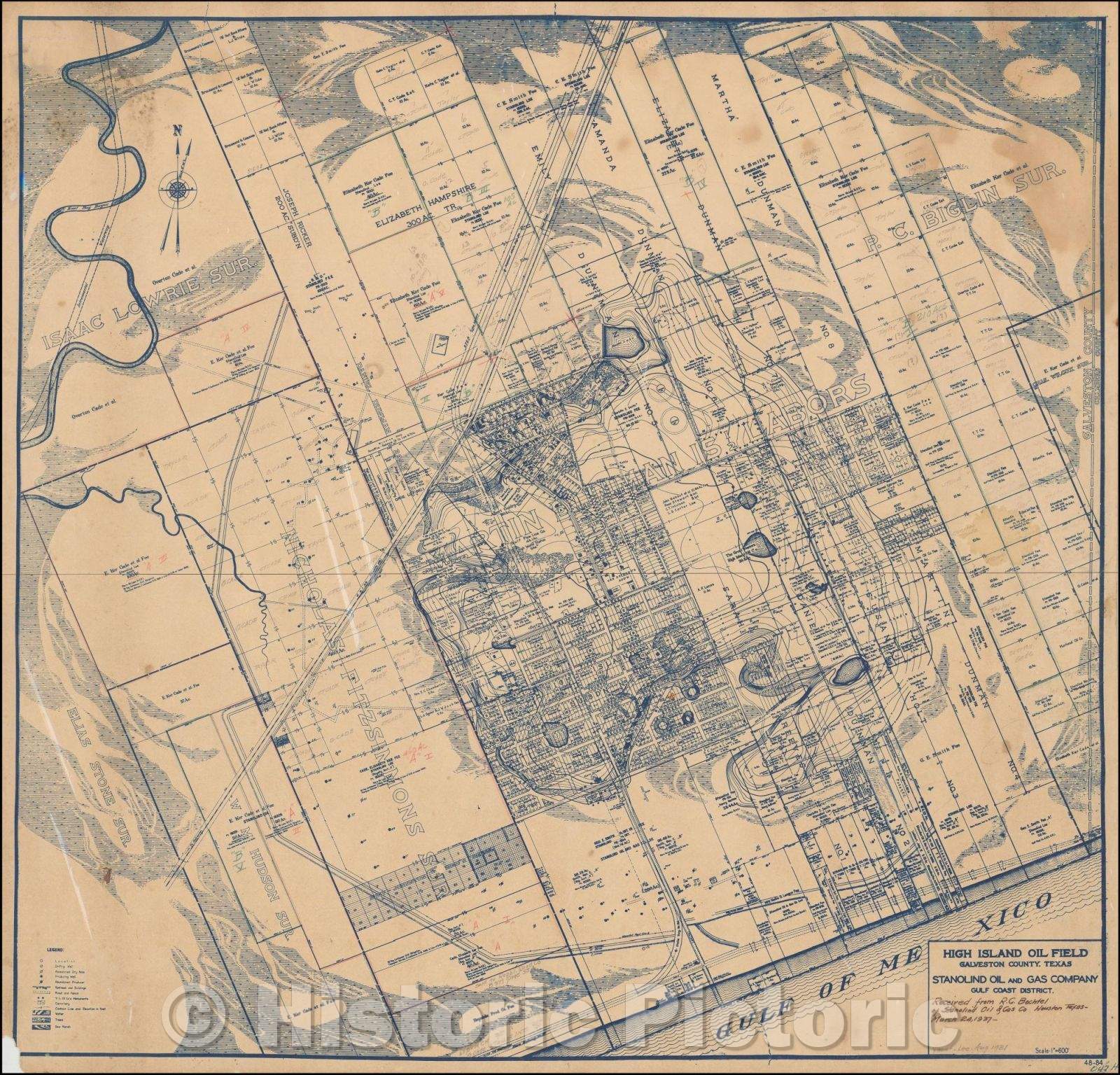 Historic Map - High Island, Texas and its oil fields, 1880, Various Ma ...