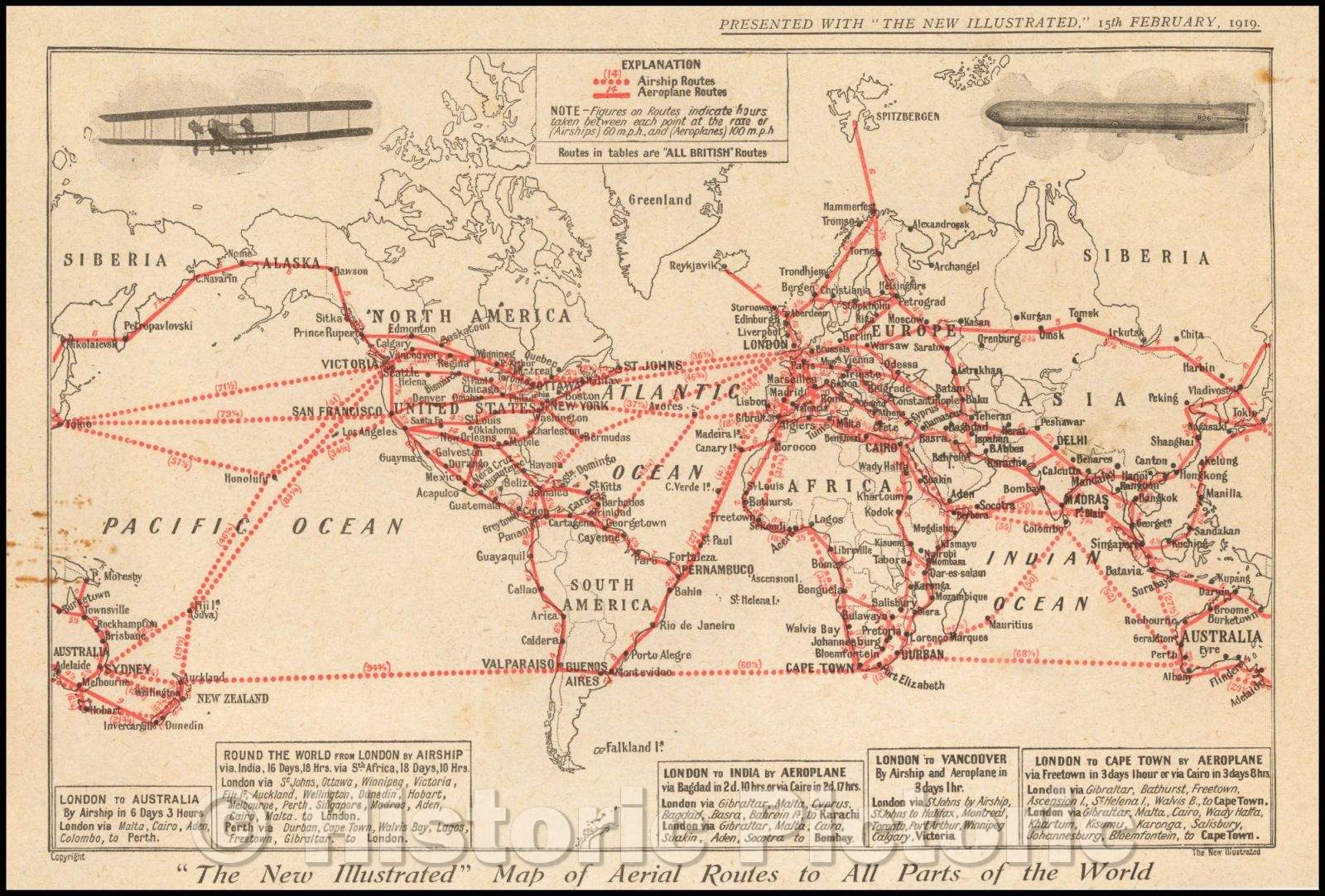 Historic Map - The New Illustrated Map of Aerial Routes to All Parts o ...