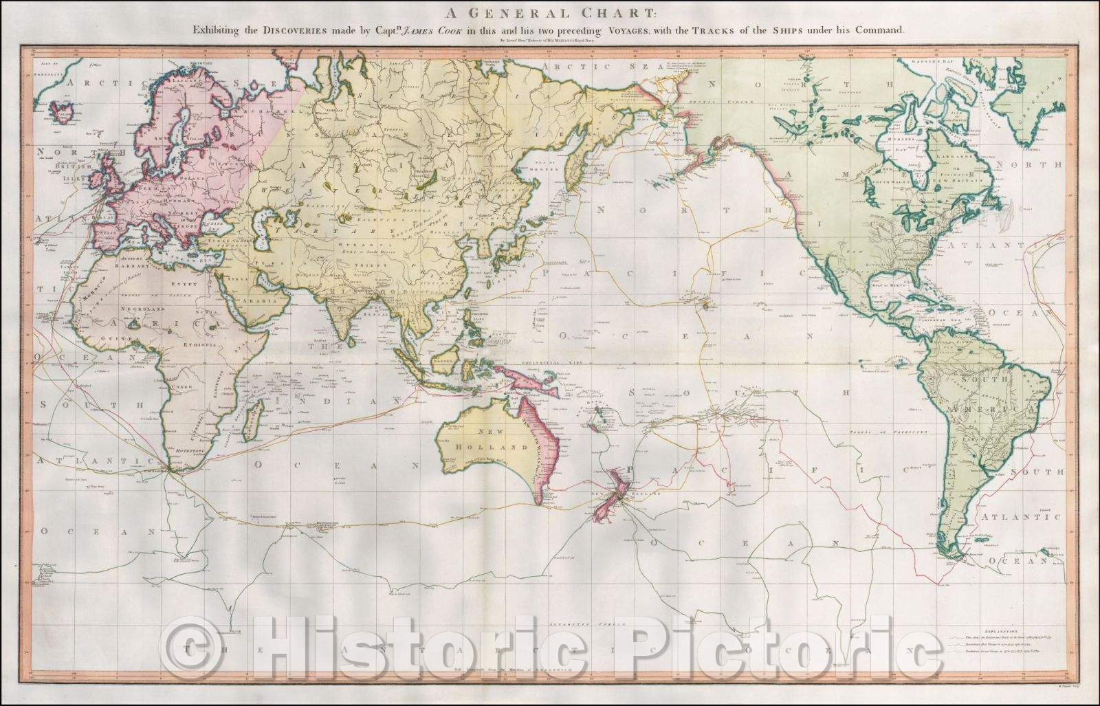 Historic Map - A General Chart Exhibiting the Discoveries made, 1782 ...