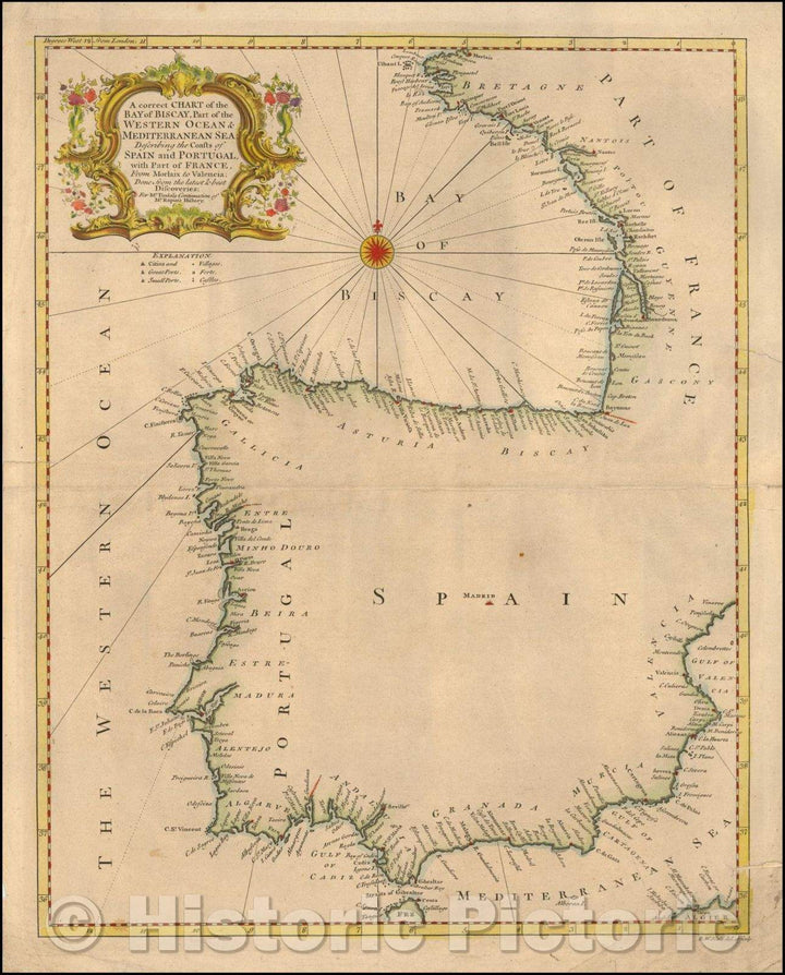 Historic Map - A correct Chart of the Bay of Biscay, Part of the Weste ...