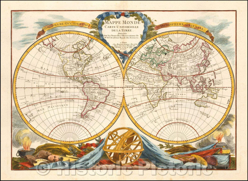 Historic Map - Mappe Monde Carte Universelle De La Terre Dressee Sure – Historic Pictoric