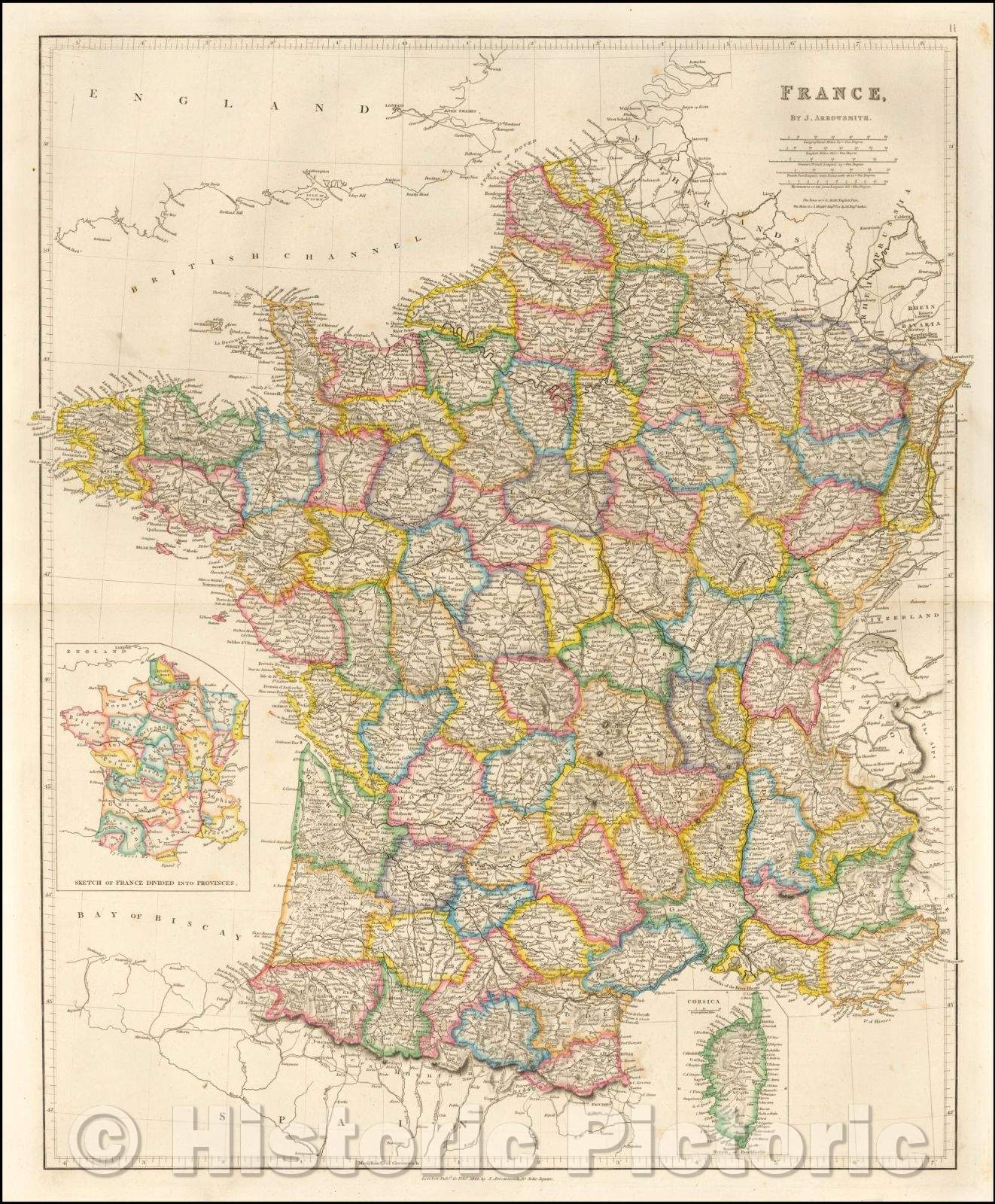 Historic Map - France, 1842, John Arrowsmith - Vintage Wall Art ...