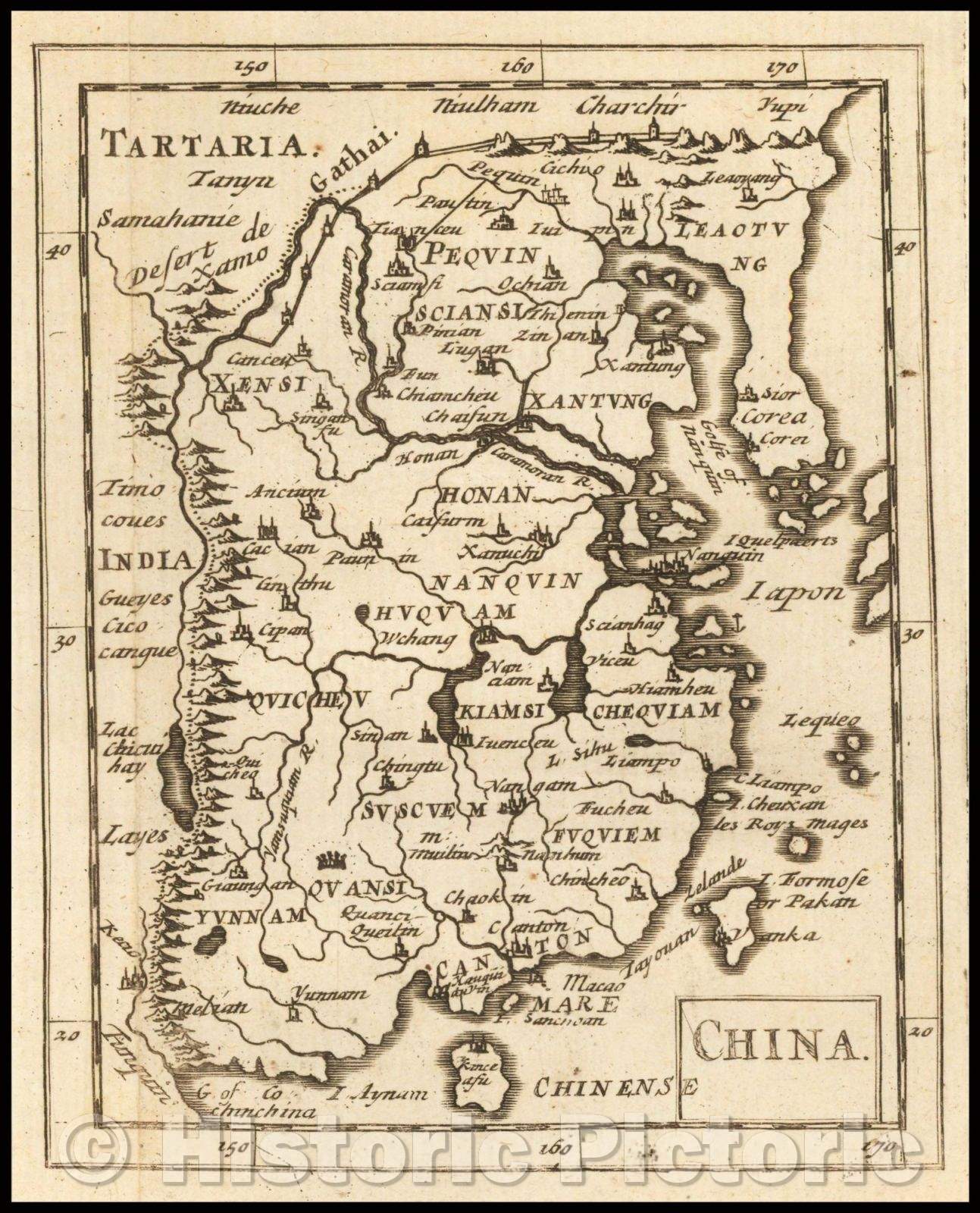 Historic Map - China, 1681, Sir Jonas Moore - Vintage Wall Art ...