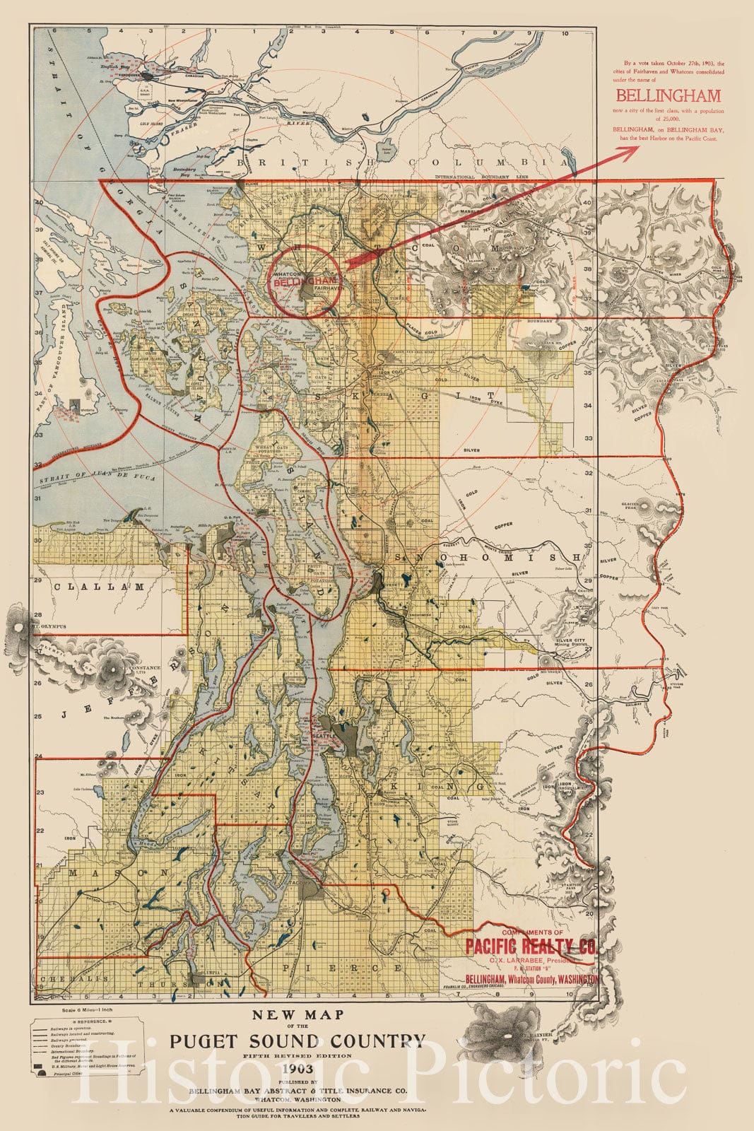 Historic Map - New Map of the Puget Sound Country Fifth Revised Editio ...