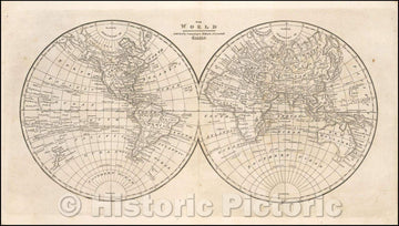 Historic Map - The World, 1820, Cummings & Hilliard - Vintage Wall Art ...