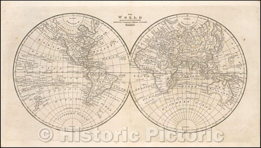 Historic Map - The World, 1820, Cummings & Hilliard - Vintage Wall Art ...