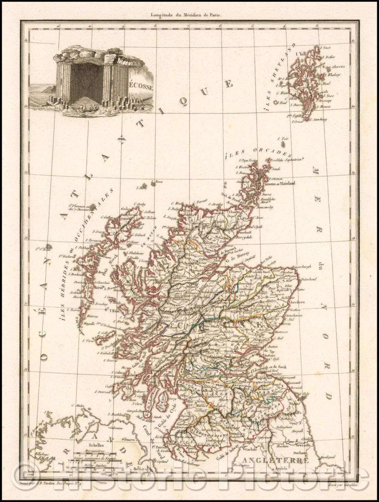 Historic Map - Ecosse, 1812, Conrad Malte-Brun - Vintage Wall Art ...