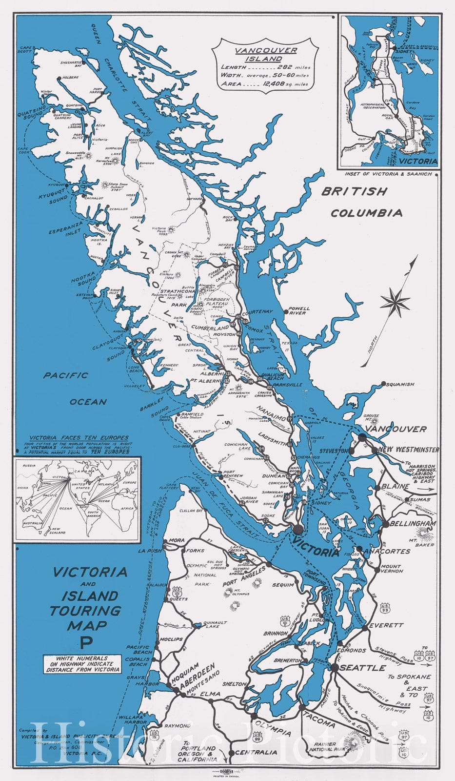 Historic Map - Victoria and Island Touring Map, 1925, Victoria & Islan ...
