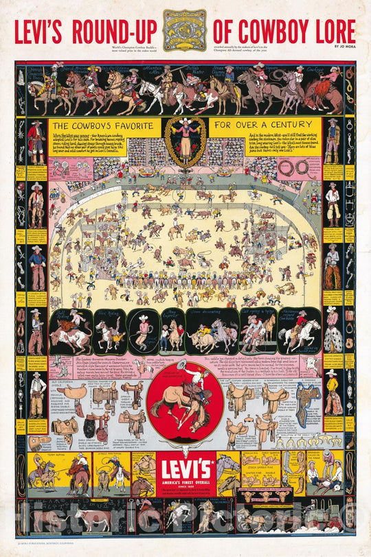 Historic Map - Evolution of the Cowboy Levi's Round-Up of Cowboy Lore ...