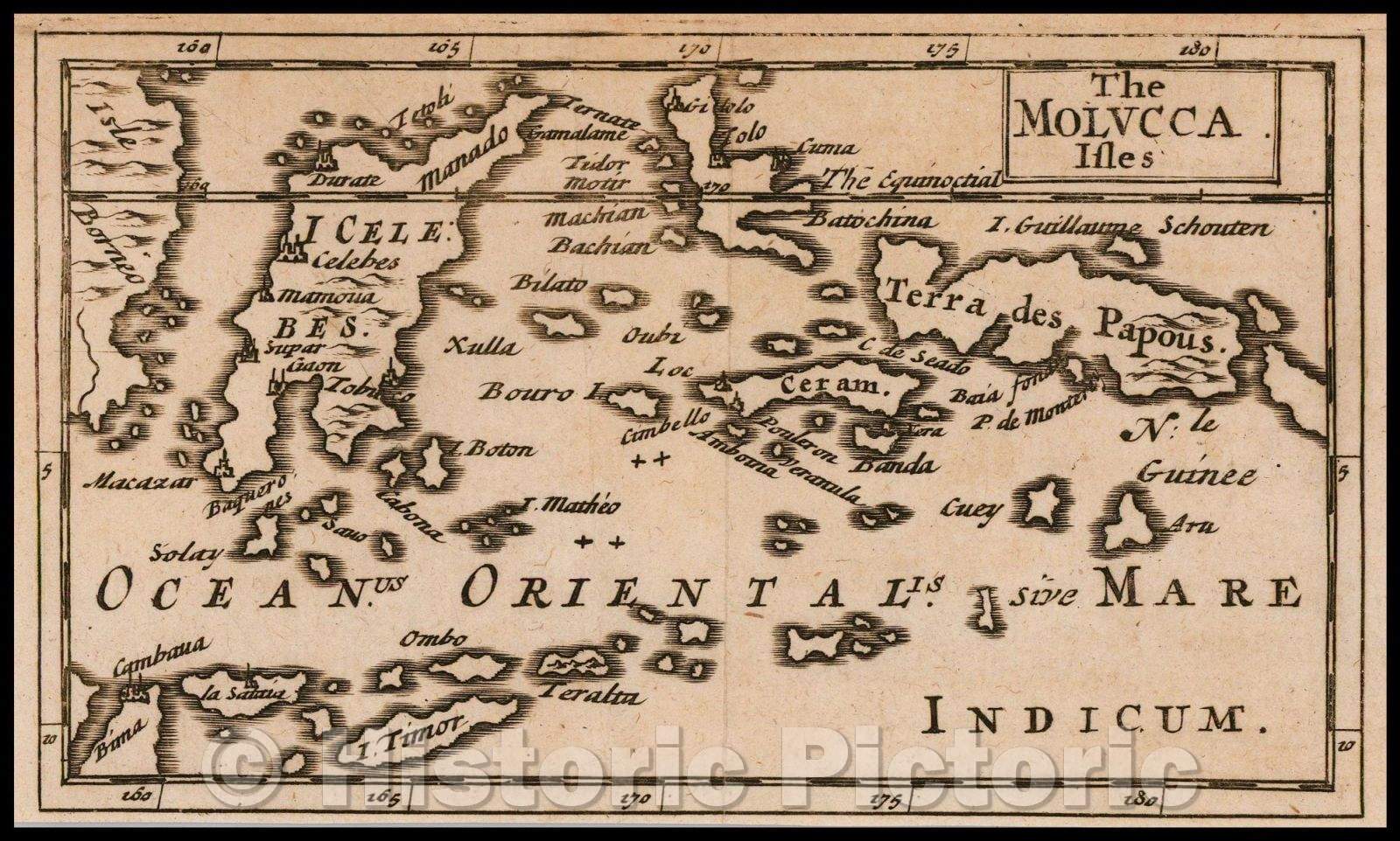 Historic Map - The Molucca Isles, 1681, Sir Jonas Moore - Vintage Wall ...