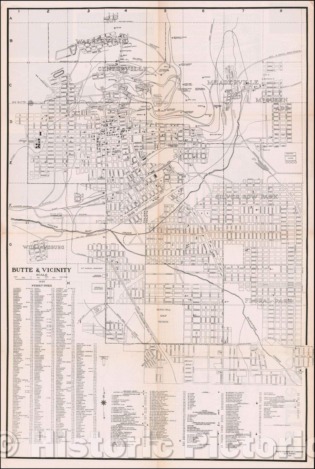 Historic Map - Butte Center of Montana Wonderland/Butte & Vicinity/Bus ...