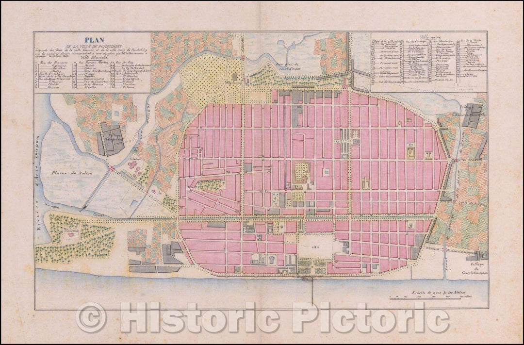 Historic Map - Pondicherry :: Plan de la Ville de Pondichery, 1856 - V ...