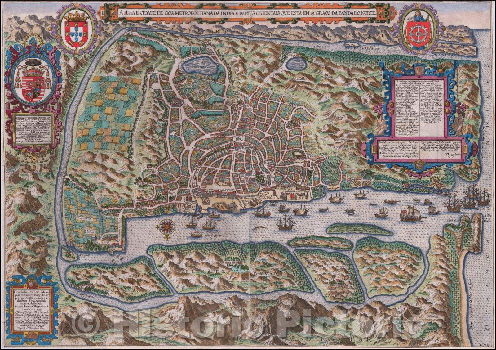 Historic Map - A Ilha e Cidade de Goa Metropolitana da India E Partes ...