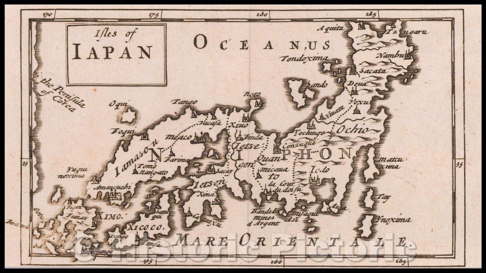 Historic Map - Isles of Japan, 1681, Sir Jonas Moore - Vintage Wall Ar ...
