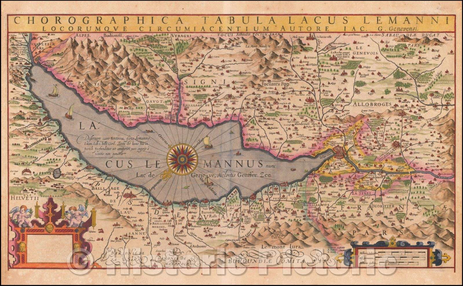Historic Map - Chorographica Tabula Lacus Lemanni Locorumque Circumiac ...