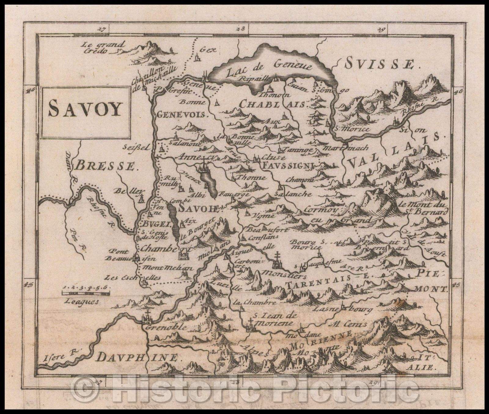 Historic Map - Savoy, 1681, Sir Jonas Moore - Vintage Wall Art ...