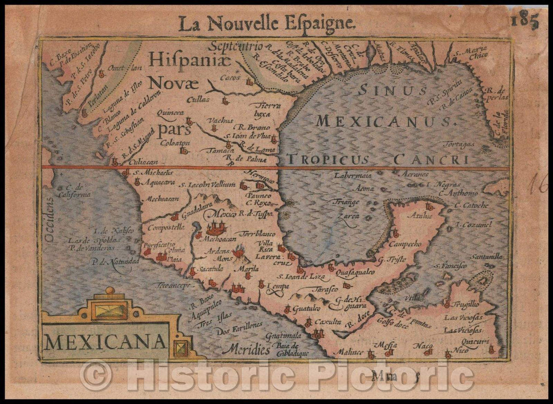 Historic Map - Mexicana, 1600, Petrus Bertius - Vintage Wall Art ...