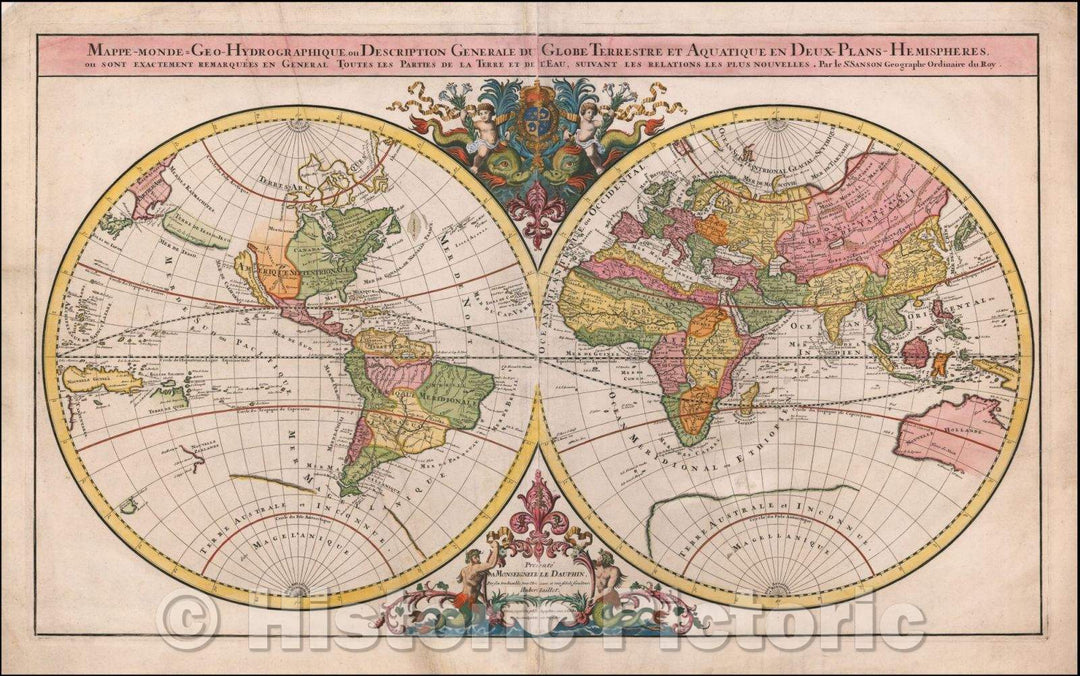 Historic Map - Mappe-Monde Geo-Hydrographique, Globe Terrestre et Aqua – Historic Pictoric